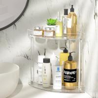 China Modern Double-Layer Rectangle Detachable Injection Molding Acrylic Non-Folding Storage Rack for Bathroom for sale
