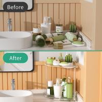 China Modern Double-Layer Rectangle Detachable Injection Molding Acrylic Non-Folding Storage Rack for Bathroom for sale