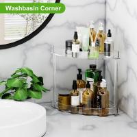China Factory Custom Transparent Acrylic Corner Storage Double-Layer Organizer for Countertop Bathroom Dressing Table Seasoning for sale