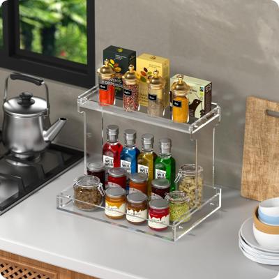 China Hot Selling 2 Tier Acrylic Corner Storage Rack for Bathroom Counter Organizer Makeup Perfume Stand Holder for sale
