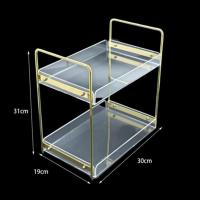 China High Quality Portable Light Luxury 2 Tiers Acrylic Bathroom Counter Top Organizer Tray Vanity Stand Display Rack for sale