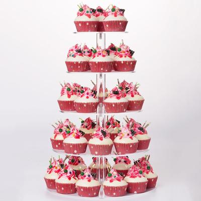 China Hot Selling Multi-layer Transparent Round Acrylic Cake Stand Wedding Birthday Party Store Decoration Food Storage Rack for sale