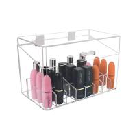 China Luxury Flip Top Acrylic Makeup Organizer Case for Lipstick Nail Polish Makeup Brushes High End Storage Box for sale