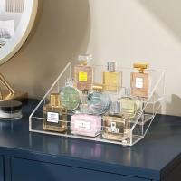 China 3 Tier Acrylic Perfume Display Stand Transparent Multifunctional Storage Riser for Fragrance Bottles Organizer for sale