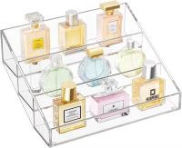 China 3 Tier Acrylic Perfume Display Stand Transparent Multifunctional Storage Riser for Fragrance Bottles Organizer for sale