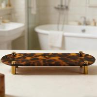 China Wholesale Custom Home Use Leopard Print Acrylic Single Layer Jewelry Fragrance Display Storage Rack for Bathroom Desktop for sale
