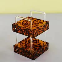 China Best Seller Acrylic Double-layer Customizable Leopard Print Snack Rack Storage Rack Shelf for Living Room Office for sale