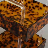 China Best Seller Acrylic Double-layer Customizable Leopard Print Snack Rack Storage Rack Shelf for Living Room Office for sale