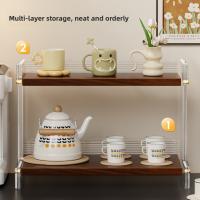 China Factory Wholesale Multi-Purpose Minimalist Coffee Cup Storage Cabinet Acrylic Double Desktop Cup Storage Rack for sale