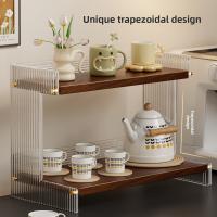 China Factory Wholesale Multi-Purpose Minimalist Coffee Cup Storage Cabinet Acrylic Double Desktop Cup Storage Rack for sale