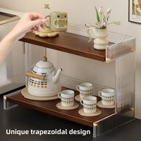 China Factory Wholesale Multi-Purpose Minimalist Coffee Cup Storage Cabinet Acrylic Double Desktop Cup Storage Rack for sale
