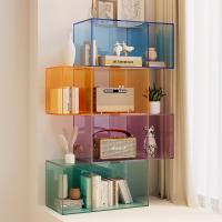 China Light Luxury Modern Minimalist Acrylic Storage Bookcase Freestanding Corner Floor Cabinet for Living Room for sale