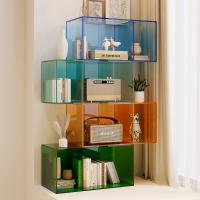 China Light Luxury Modern Minimalist Acrylic Storage Bookcase Freestanding Corner Floor Cabinet for Living Room for sale