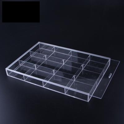 China Modern 30-Cell Transparent Acrylic Storage Box with Cover Jewelry Ring Gemstone Bead Tray Loose Bead Holder for sale