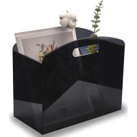 China Clear Acrylic Magazine Holder Newspaper Stand with Handles Modern Lucite Basket for Bathroom Bedroom Living Room Office Display for sale