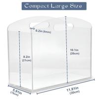 China Clear Acrylic Magazine Holder Newspaper Stand with Handles Modern Lucite Basket for Bathroom Bedroom Living Room Office Display for sale