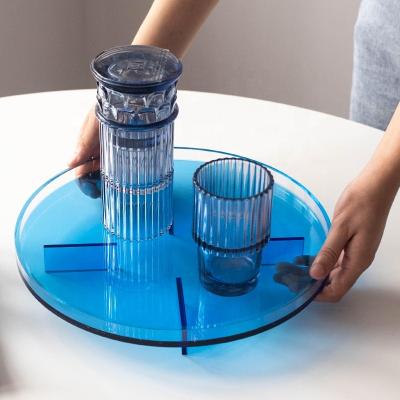 China Modern Nordic Acrylic Round Tray Creative Home Living Room Coffee Table Cup Tray Storage Multifunctional Injection Design for sale