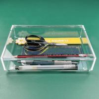 China Wholesale Custom Acrylic Desktop Stationery Dustproof Rectangle Storage Plastic Turn Cover Modern Transparent Display Box for sale