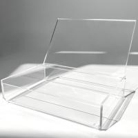 China Wholesale Custom Acrylic Desktop Stationery Dustproof Rectangle Storage Plastic Turn Cover Modern Transparent Display Box for sale