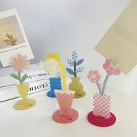 China Acrylic Ins Note Clip Desktop Photo Message Lovely Flower Holding Card Small Display Card Photo Clip for sale