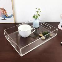China Custom Classic Acrylic Tray Factory Single Tier Square Storage for Hotel Club Cup Teacup Kitchen Food Bathroom Tools Office Use for sale