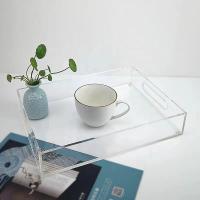China Custom Classic Acrylic Tray Factory Single Tier Square Storage for Hotel Club Cup Teacup Kitchen Food Bathroom Tools Office Use for sale