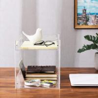 China Hot Selling Acrylic Desk Organizer 2Tier Document Mail Sorter Transparent Desktop Filing Tray for Office Supplies Stationery for sale