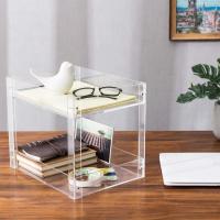 China Hot Selling Acrylic Desk Organizer 2Tier Document Mail Sorter Transparent Desktop Filing Tray for Office Supplies Stationery for sale