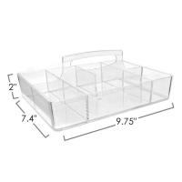 China Custom Rectangle Acrylic Organizer Tray Clear Single Tier Standing Storage for Cosmetics Jewelry Office Supplies for sale