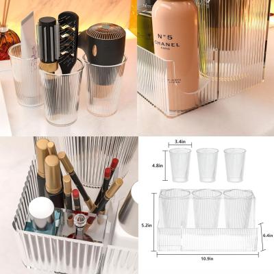 China Modern Acrylic Toothbrush and Cosmetics Hair Dryer Shelf Vertical Multi-Functional Rectangle Office Organizer for sale