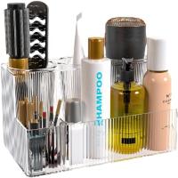 China Modern Acrylic Toothbrush and Cosmetics Hair Dryer Shelf Vertical Multi-Functional Rectangle Office Organizer for sale