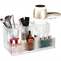 China Modern Acrylic Toothbrush and Cosmetics Hair Dryer Shelf Vertical Multi-Functional Rectangle Office Organizer for sale