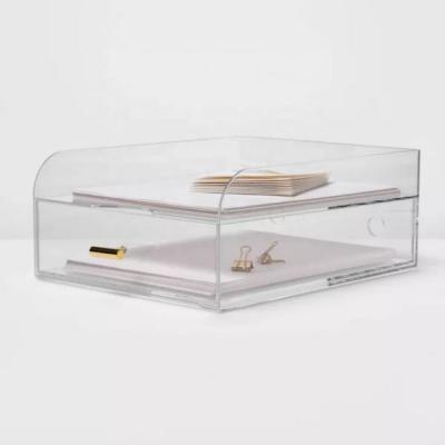 China Factory Direct Sale Acrylic Desk Organizers for Paper File Organizer Tray Clear Book Holder for sale