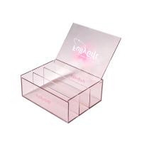 China Pink Acrylic Contact Lens Case Flip Top Rectangle Storage Box Multifunctional Injection Molded for sale