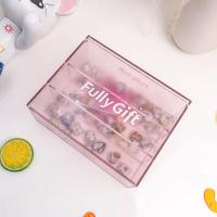 China Pink Acrylic Contact Lens Case Flip Top Rectangle Storage Box Multifunctional Injection Molded for sale