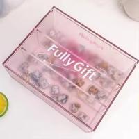 China Pink Acrylic Contact Lens Case Flip Top Rectangle Storage Box Multifunctional Injection Molded for sale