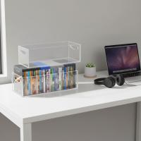 China Custom Square Acrylic Desktop Storage Box with Handle Transparent Office Organizer for Cards Bags Hanging Items Candies for sale