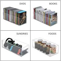 China Custom Square Acrylic Desktop Storage Box with Handle Transparent Office Organizer for Cards Bags Hanging Items Candies for sale