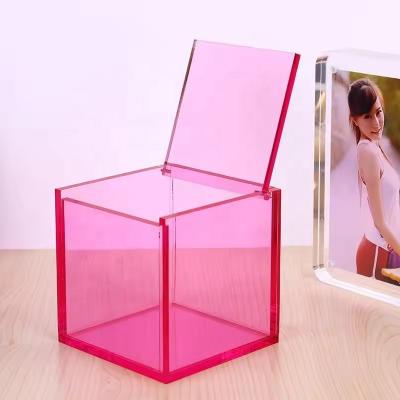 China Colorful Acrylic Storage Box Dust-Proof Desktop Organizer Fashionable Small Household Storage Box Gift for sale