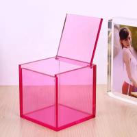 China Muti-color Custom Acrylic Colored Display Box Flip Cover Acrylic Storage Box Acrylic Boxes With Hanging Lid for sale
