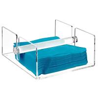 China Transparent Acrylic Napkin Holder Classic Square Design with Carved Techniques Flexible Use for Magnetic Card for sale