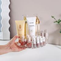 China Hot Selling Rotating Acrylic Desktop Skincare Perfume Organizer Transparent Cosmetic Storage Rack for sale