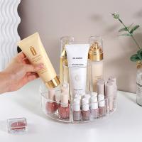 China Hot Selling Rotating Acrylic Desktop Skincare Perfume Organizer Transparent Cosmetic Storage Rack for sale