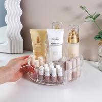 China Hot Selling Rotating Acrylic Desktop Skincare Perfume Organizer Transparent Cosmetic Storage Rack for sale