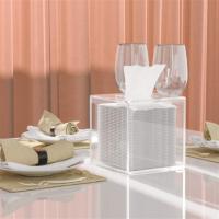 China Transparent Acrylic Tissue Box High-End Square Design with Carved Details Elegant Napkin Holder for Home Office Restaurant for sale