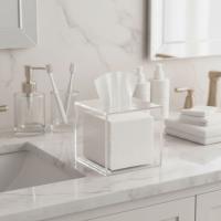 China Transparent Acrylic Tissue Box High-End Square Design with Carved Details Elegant Napkin Holder for Home Office Restaurant for sale