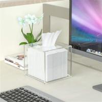 China Transparent Acrylic Tissue Box High-End Square Design with Carved Details Elegant Napkin Holder for Home Office Restaurant for sale