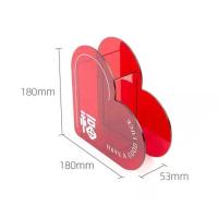China Custom Red Acrylic Heart Vase Rectangle Design Modern Coffee Table Centerpiece Wedding Gift Injection Molded for sale