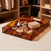 China Factory Custom Acrylic Amber Rectangular Skincare Fragrance Jewelry Storage Tray for Home for sale
