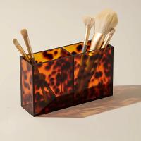 China New Design Tortoiseshell-colored Acrylic Makeup Brush Holder Desktop Storage Box for Cosmetic for sale